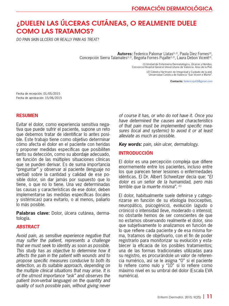 Manejo del Dolor en Úlceras Cutáneas | PDF | Dolor | Herida