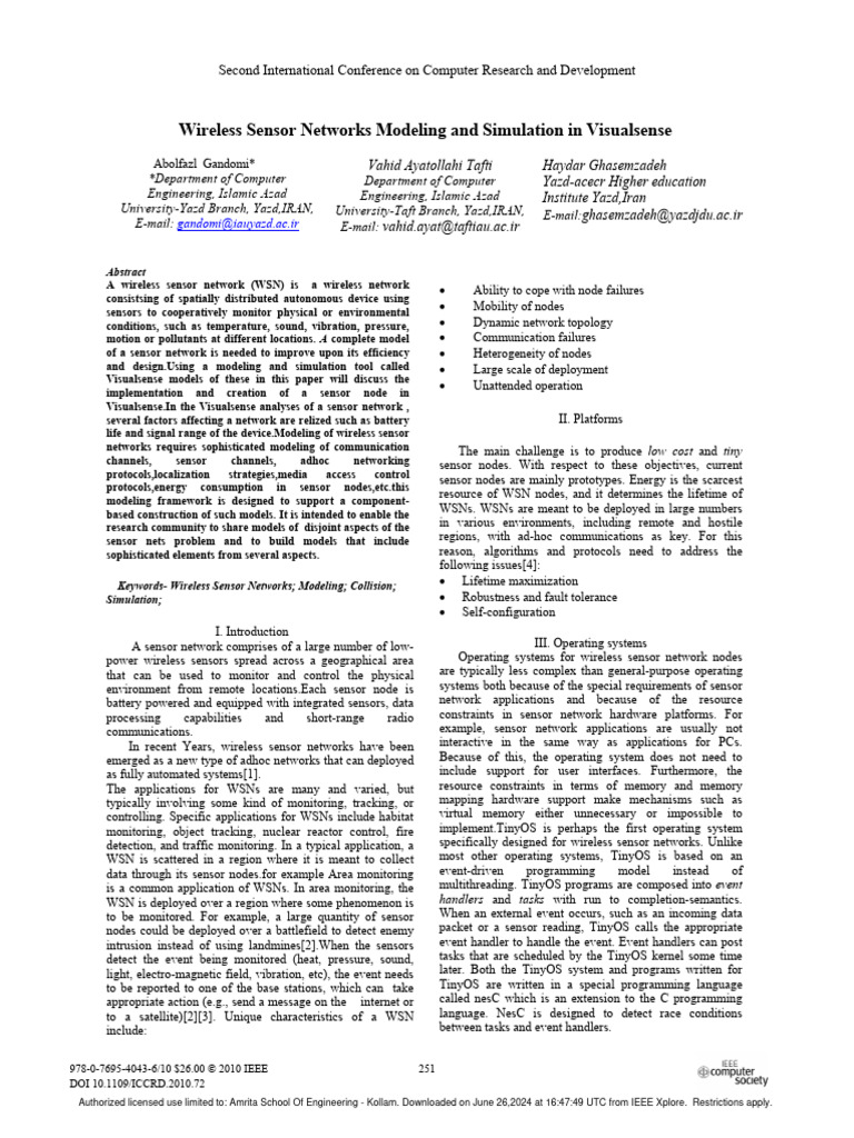 Wireless Sensor Networks Modeling and Simulation in Visualsense | PDF | Wireless Sensor Network ...