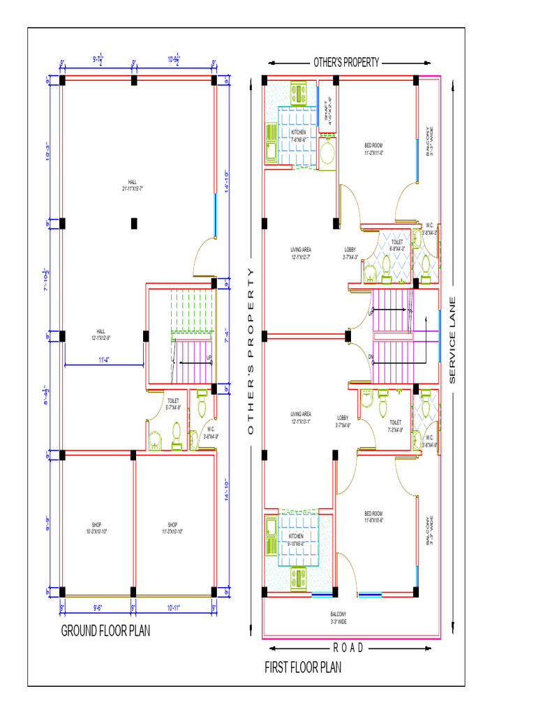 20x40 House Plan with Shop Layout | PDF