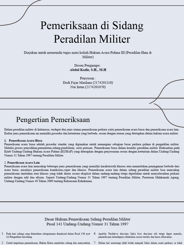 Pemeriksaan Sidang Militer | PDF