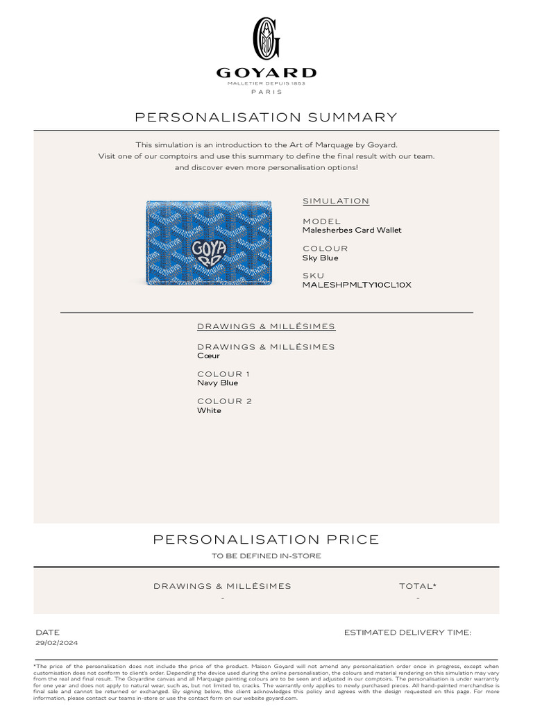 Goyard Personalisation Simulation Guide | PDF