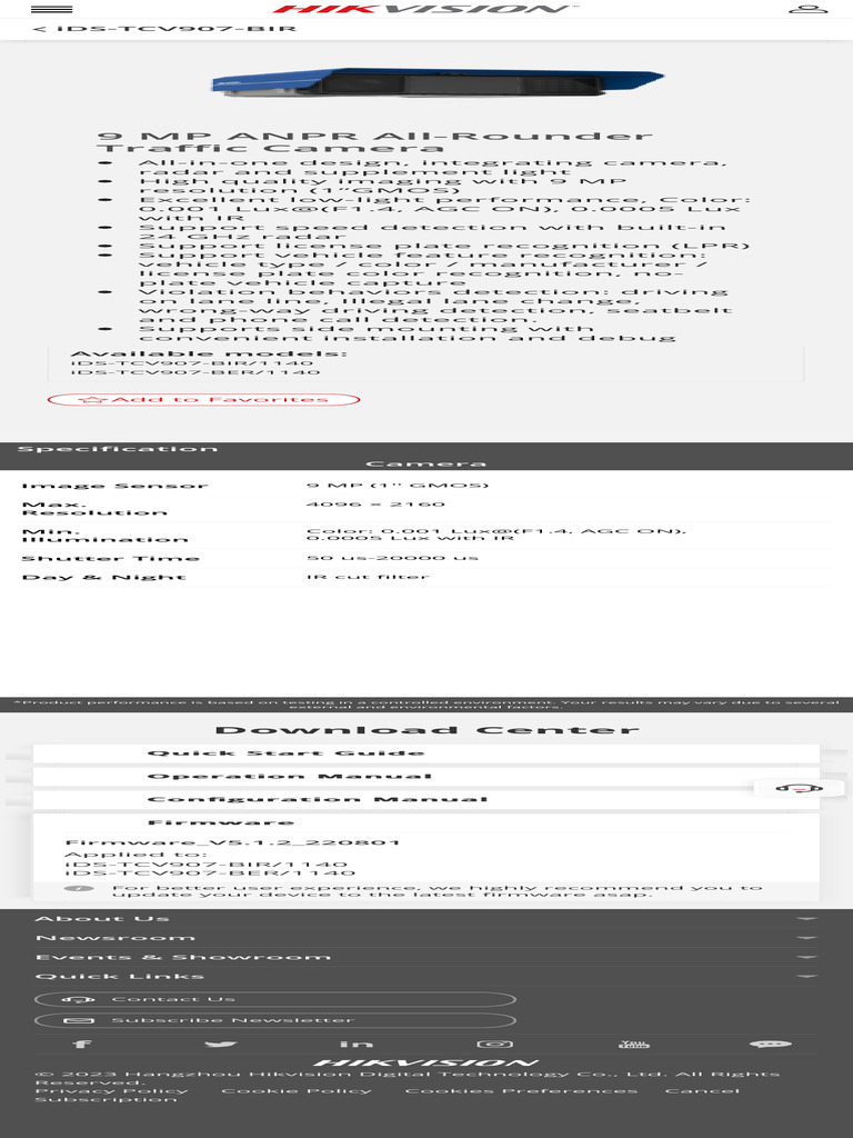 iDS-TCV907-BIR - Checkpoint Capture Units - Hikvision | PDF