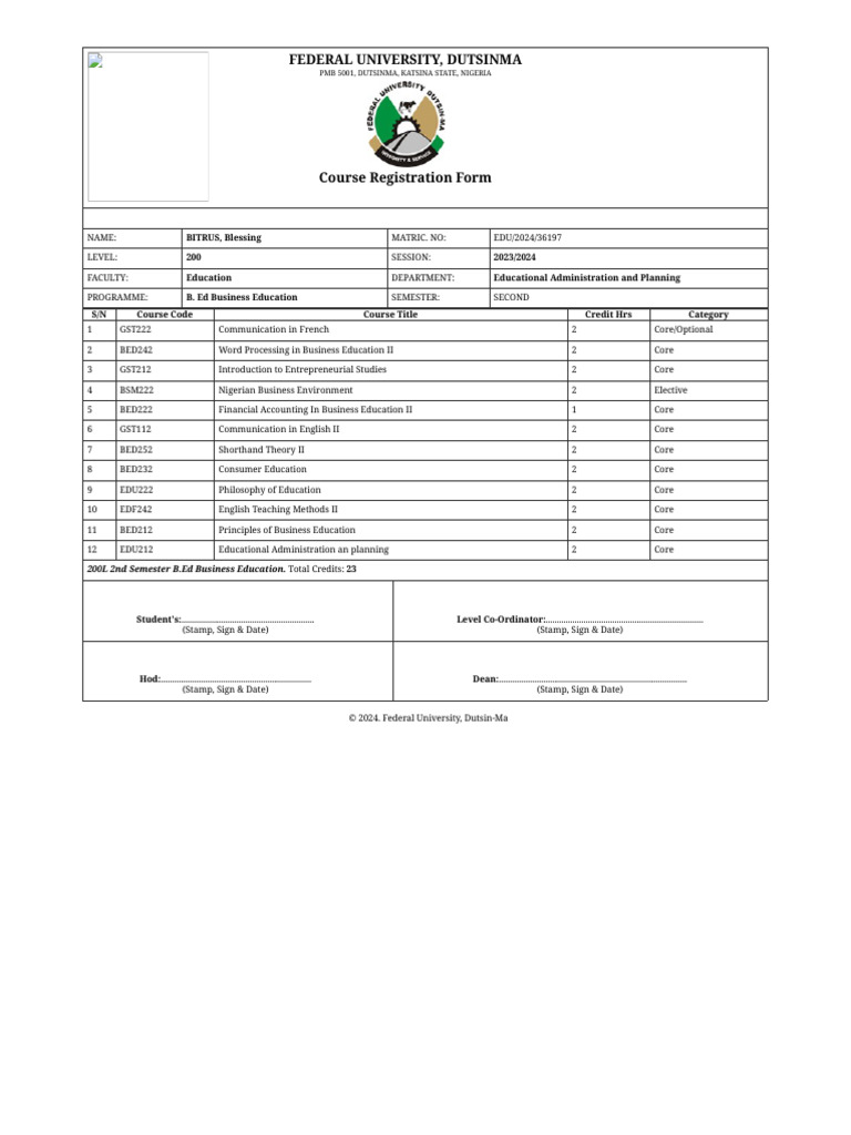 Course Registration - EDU - 2024 - 36197 | PDF