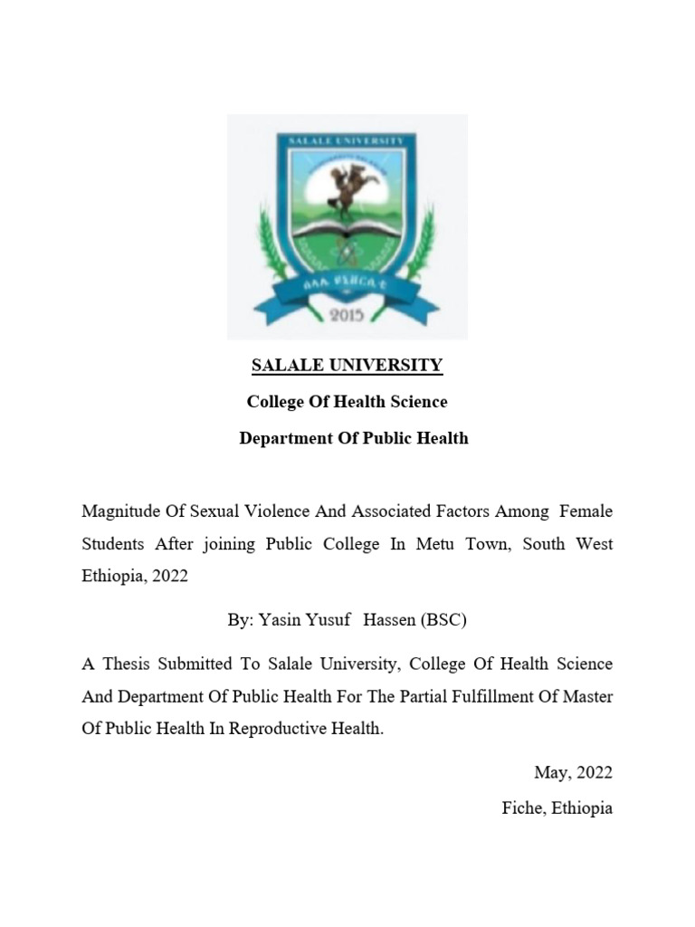 Salale University College of Health Science Department of Public Health ...