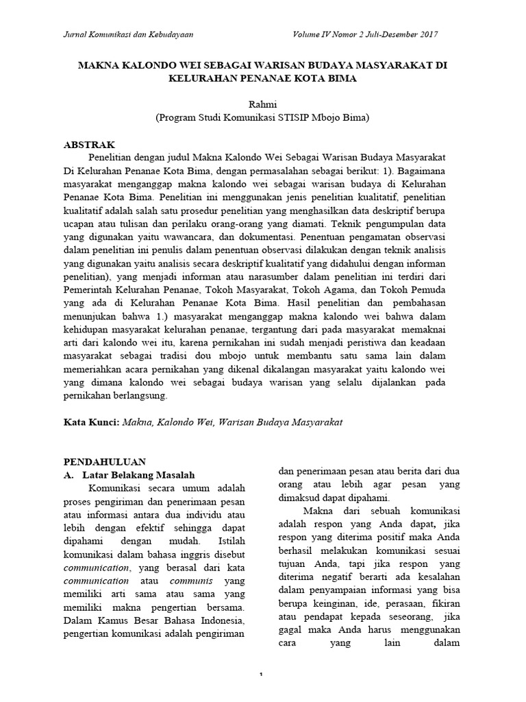Admin,+6 +rahmi +Makna+Tradisi+Kalondo+Wei+ (86-103) | PDF | Ilmu ...