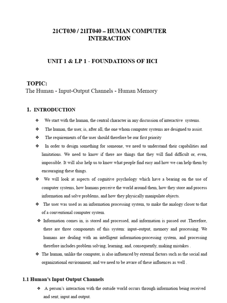 Hci 23-24 LM1 | PDF | Visual Perception | Memory