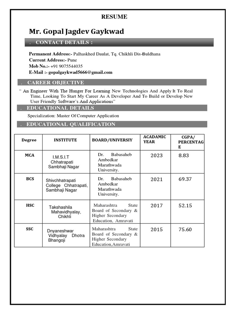 Gopal Resume11 | PDF | Java (Programming Language) | Software