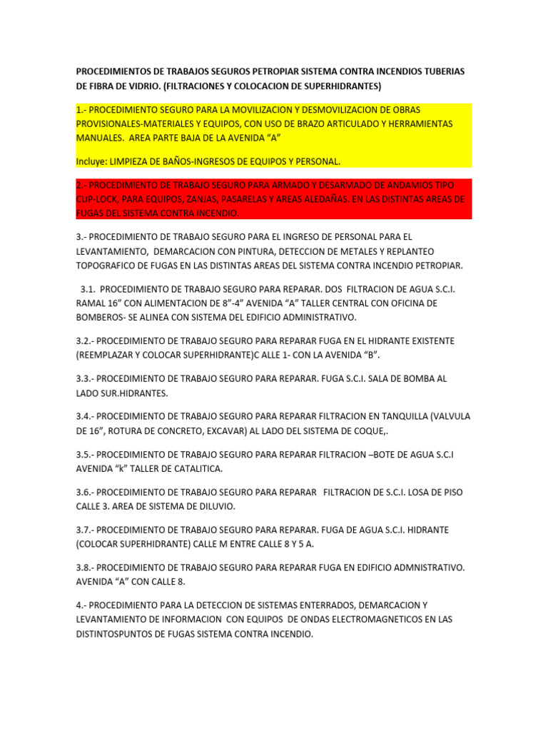 Procedimientos de Trabajos Seguros Petropiar Sistema Contra Incendios ...
