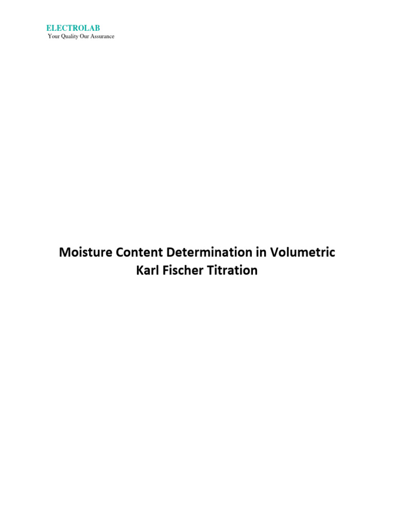 App Note - Moisture Content Determination Using Volumetric Karl Fischer ...