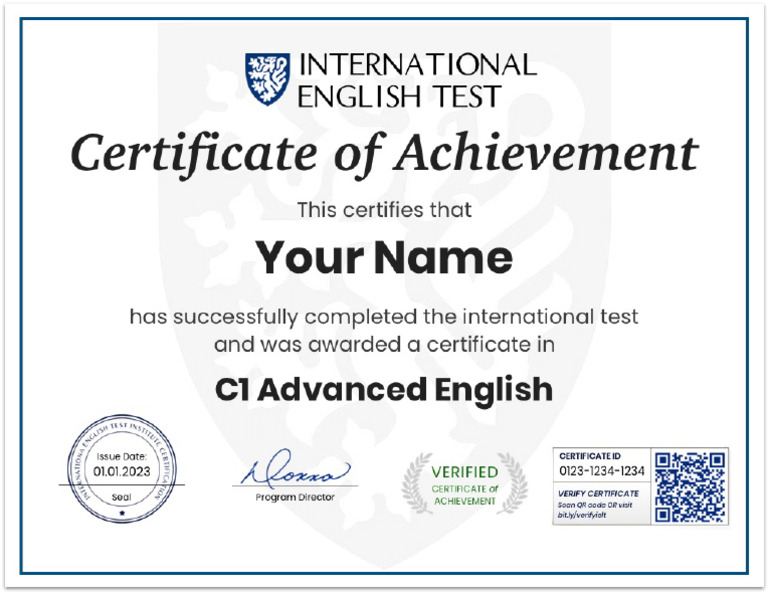 English Certificate Example | PDF