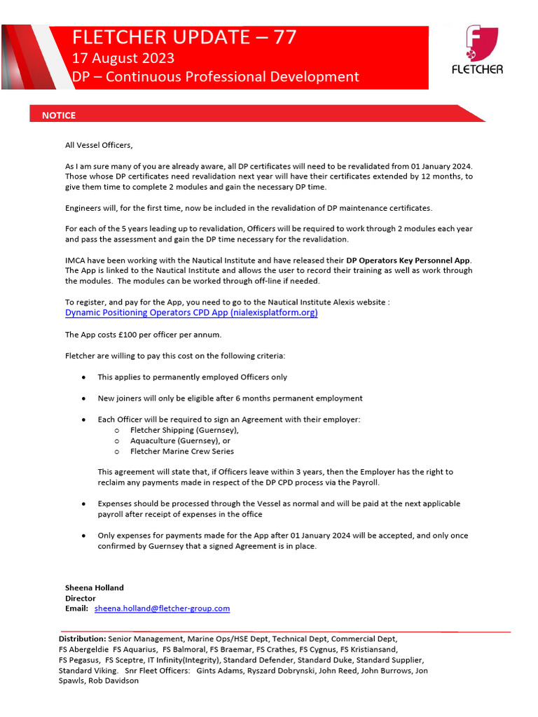 Fletcher Update 77 - DP Continuous Professional Development | PDF