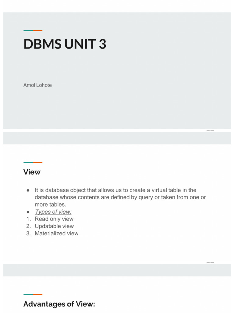 DBMS Unit 3 | PDF