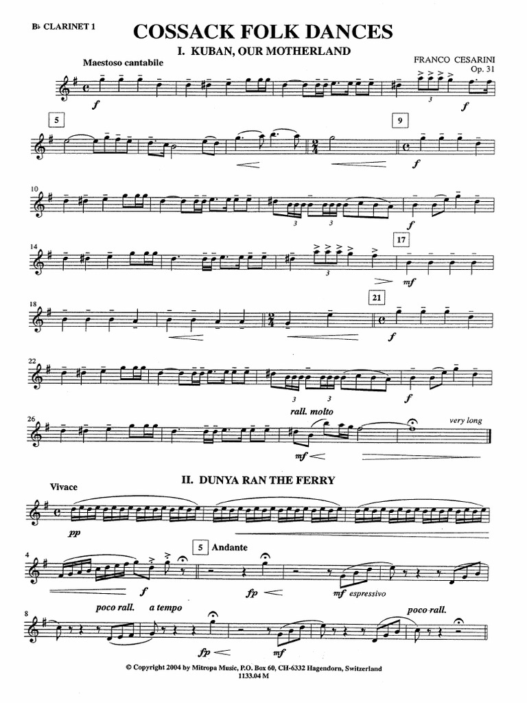 06 - Cossack Folk Dances - Clarinete 1 | PDF