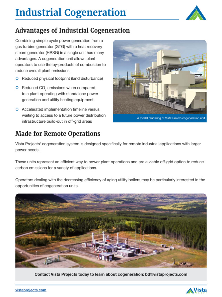Industrial Cogeneration - Vista Projects | PDF | Cogeneration | Steam