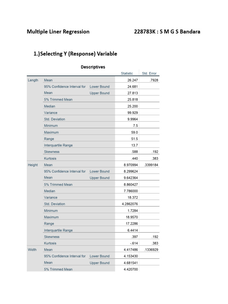 Multiple Liner Regression 228783k Pdf Errors And Residuals Coefficient Of Determination
