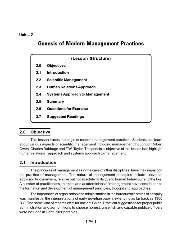Genesis of Modern Management Practices | PDF | System | Human Resources
