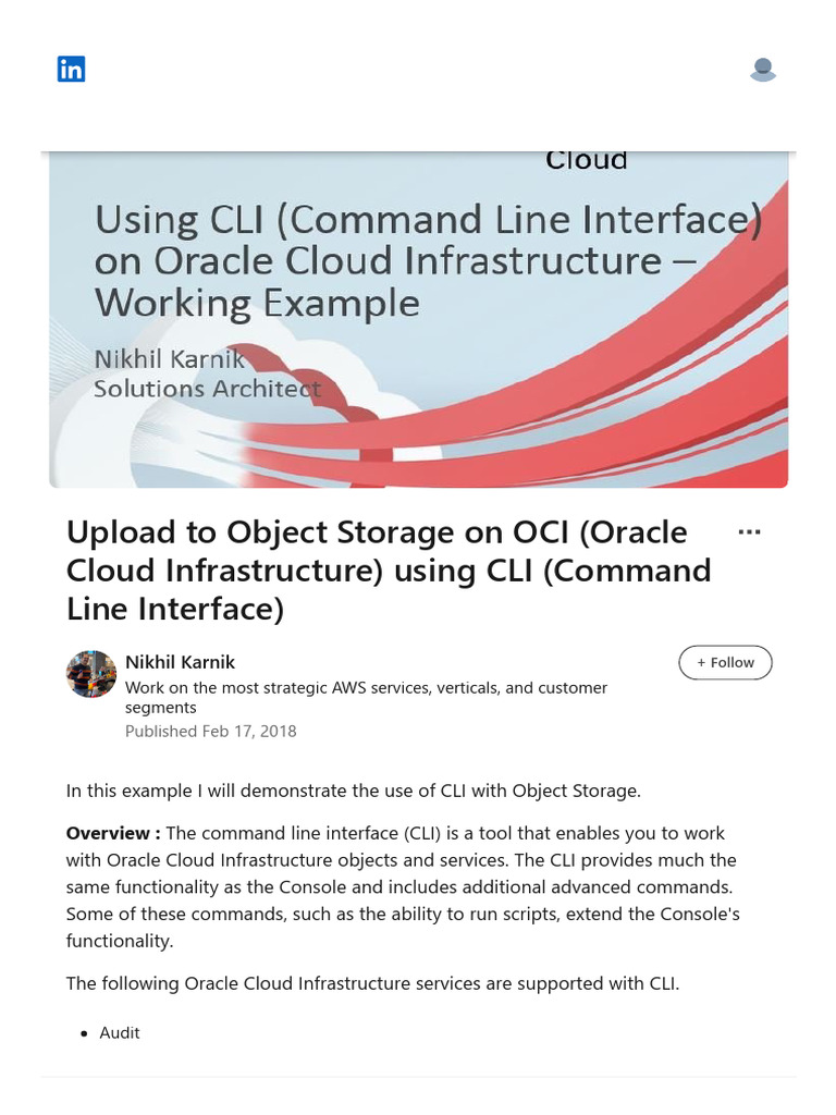 Upload To Object Storage On OCI (Oracle Cloud Infrastructure) Using CLI (Command Line Interface ...
