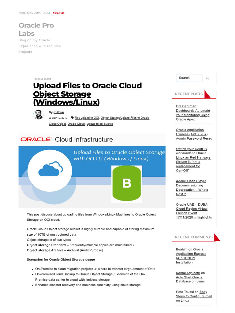 Upload Files To Oracle Cloud Object Storage (Windows - Linux) - Oracle Pro Labs | PDF | Command ...