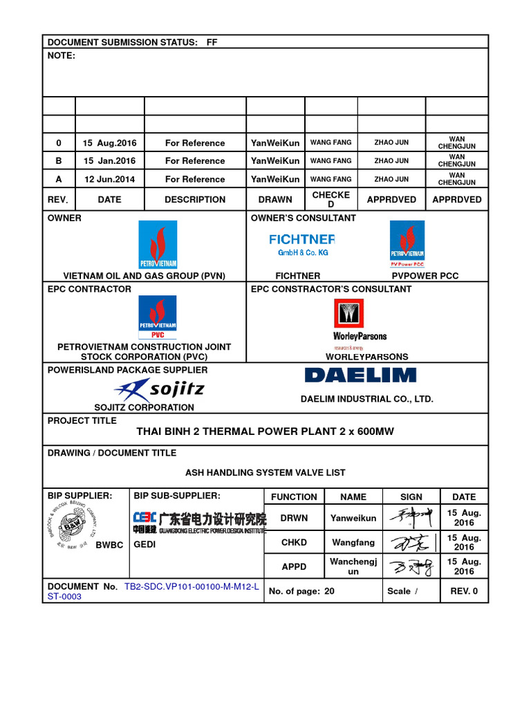 TB2-SDC - VP101-00100-M-M12-LST-0003 - Rev0 - ASH HANDLING SYSTEM VALVE ...