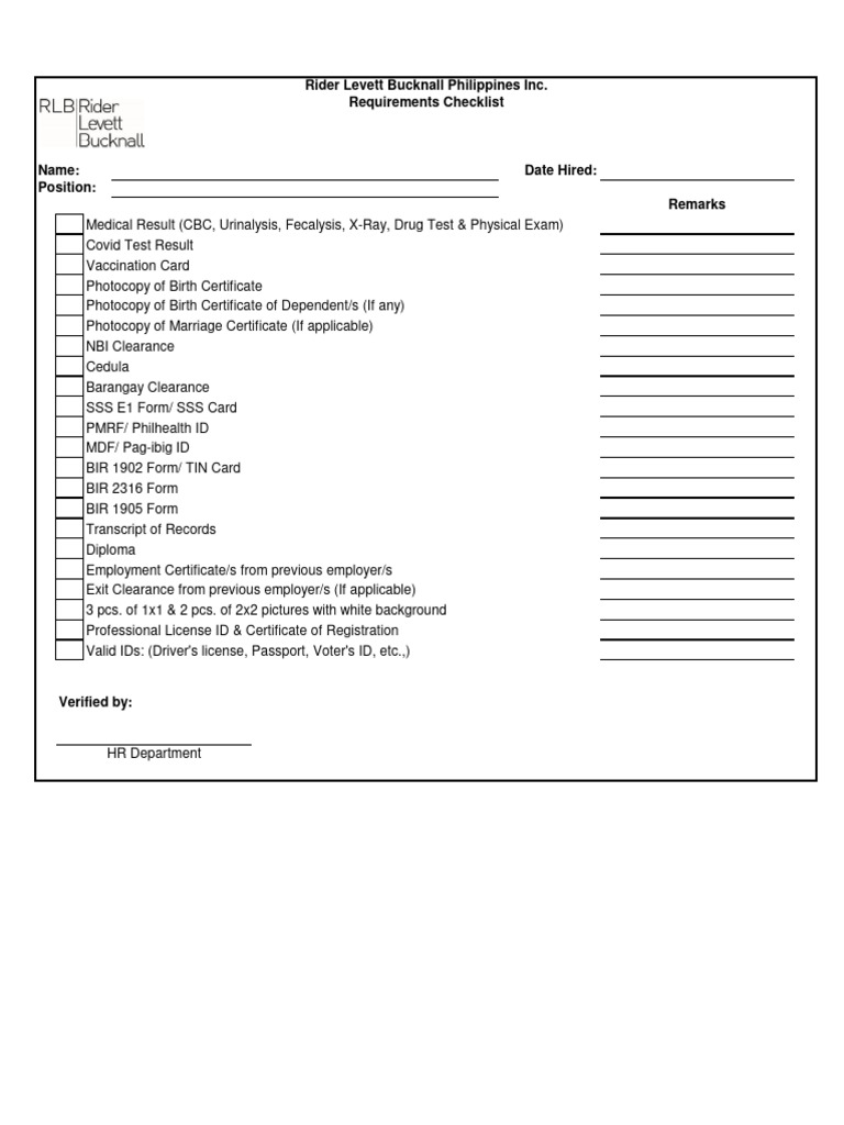 Requirements Checklist | PDF