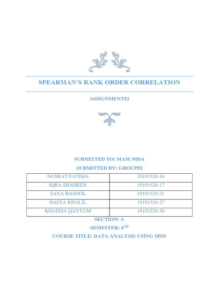 Spss Assignment 2 Group 2 | PDF | Spearman's Rank Correlation Coefficient | Statistical Theory