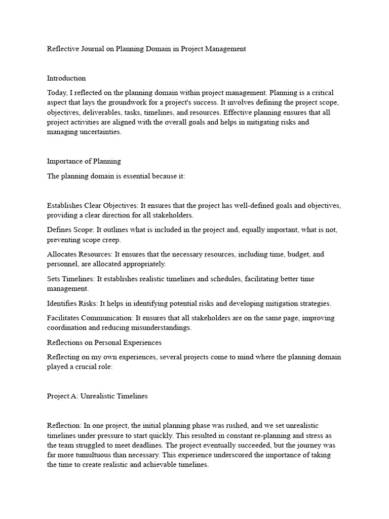 EPM1123 Reflective Journal | PDF | Project Management | Risk