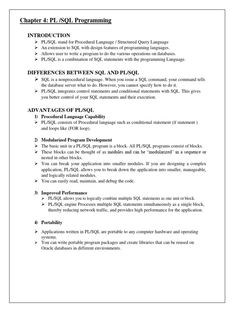 KKW Unit 4 PL-SOL Programming | PDF | Pl/Sql | Control Flow KKW Unit 4 PL-SOL Programming | PDF | Pl/Sql | Control Flow
