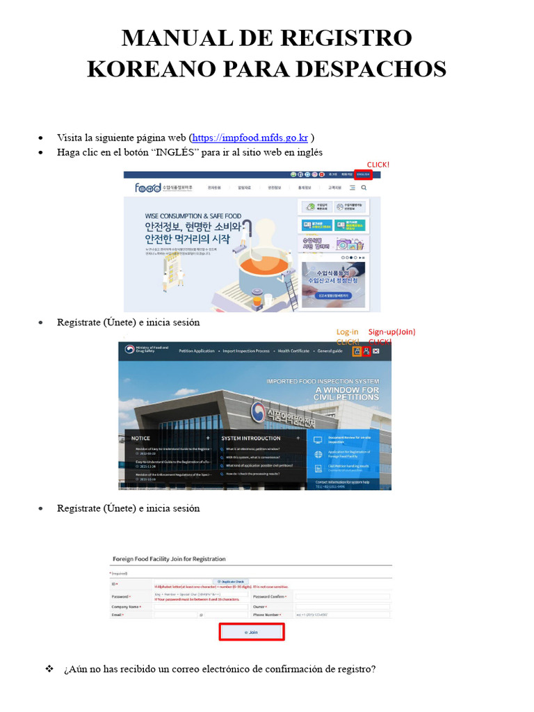 Manual de Registro Koreano para Despachos | PDF | Spamming | Internet