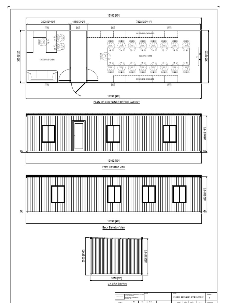JSW Container Plan & Elevation View Layout (1) | PDF