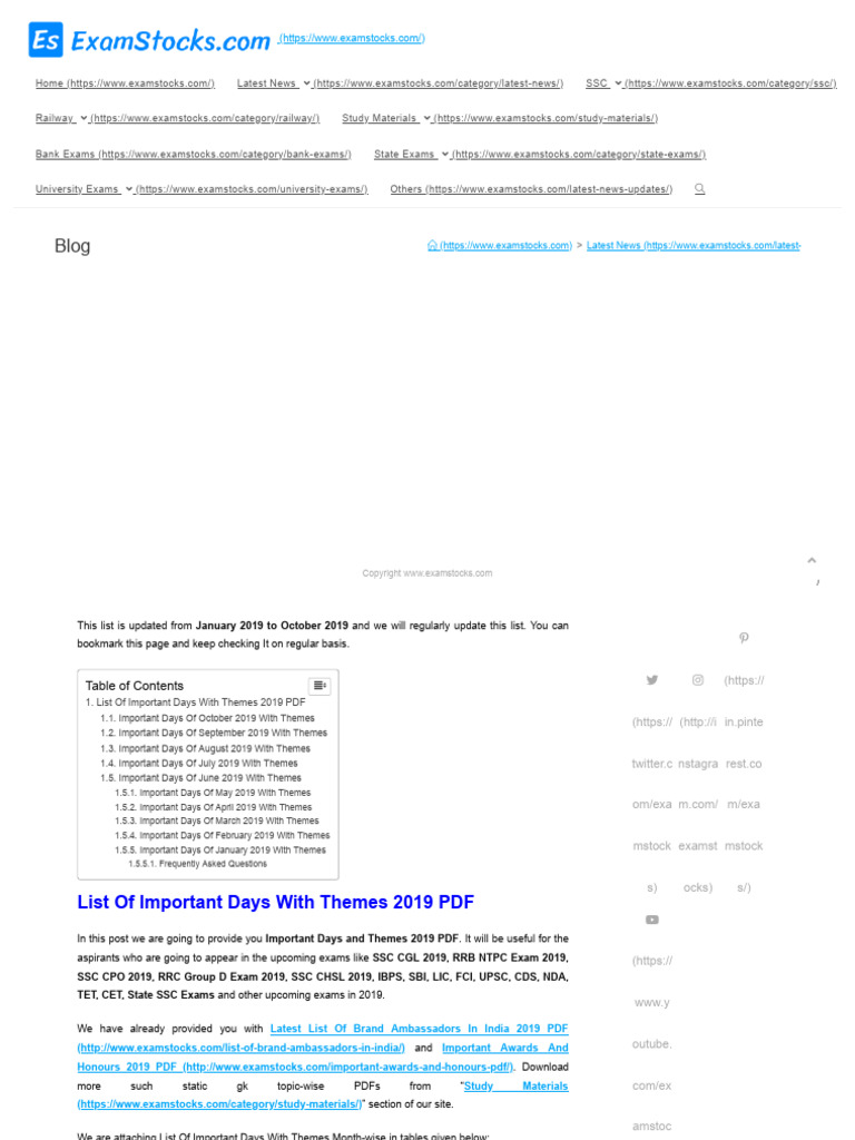 Important Days | PDF