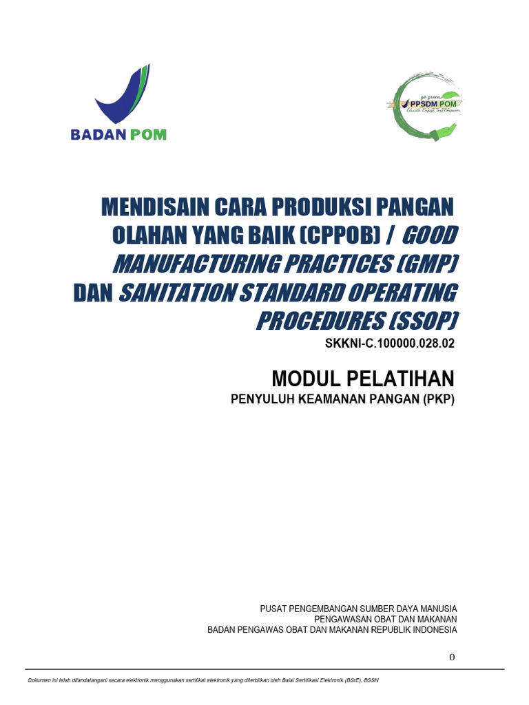 Modul Pelatihan PKP - Modul GMP Dan SSOP | PDF