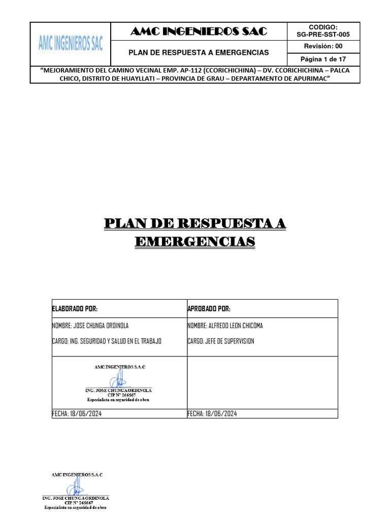 Plan de Respuestas A Emergencias | PDF | Primeros auxilios | Defensa Civil