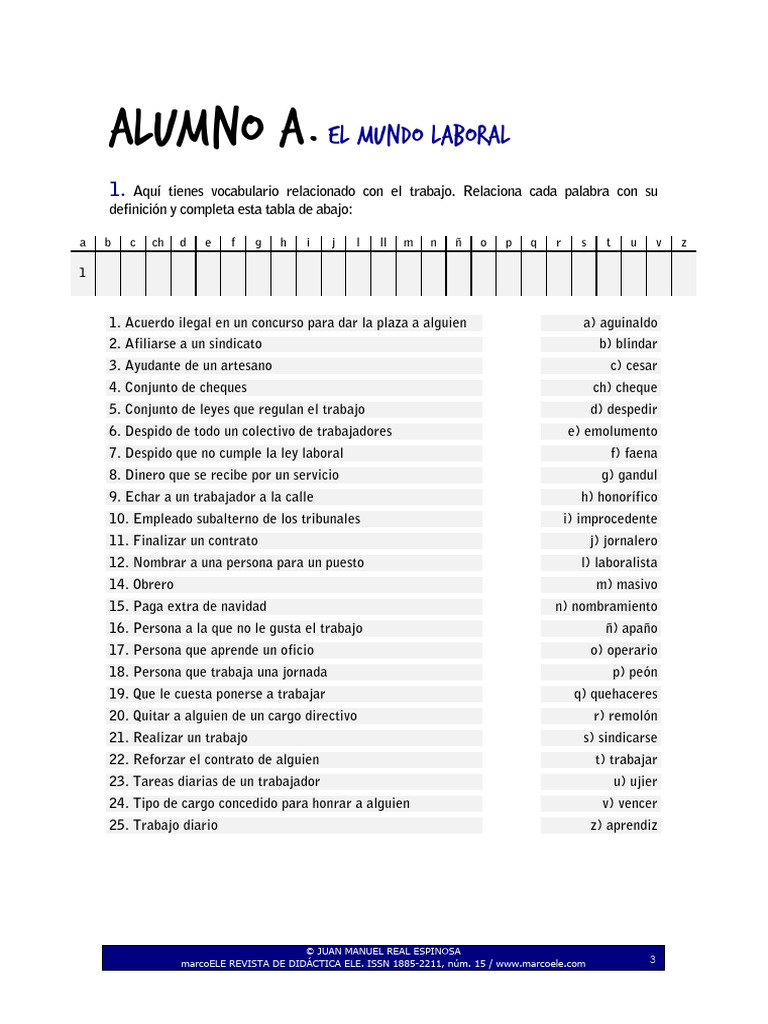 Vocabulario del Mundo Laboral | PDF