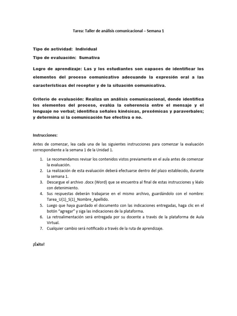 Tarea U (1) S (1) Catalina Vera Roco | PDF | Comunicación | Evaluación