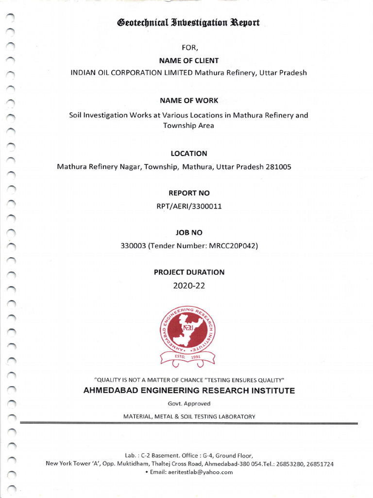 Ahmedabad Engineering Research Institute | PDF | Silt | Clay