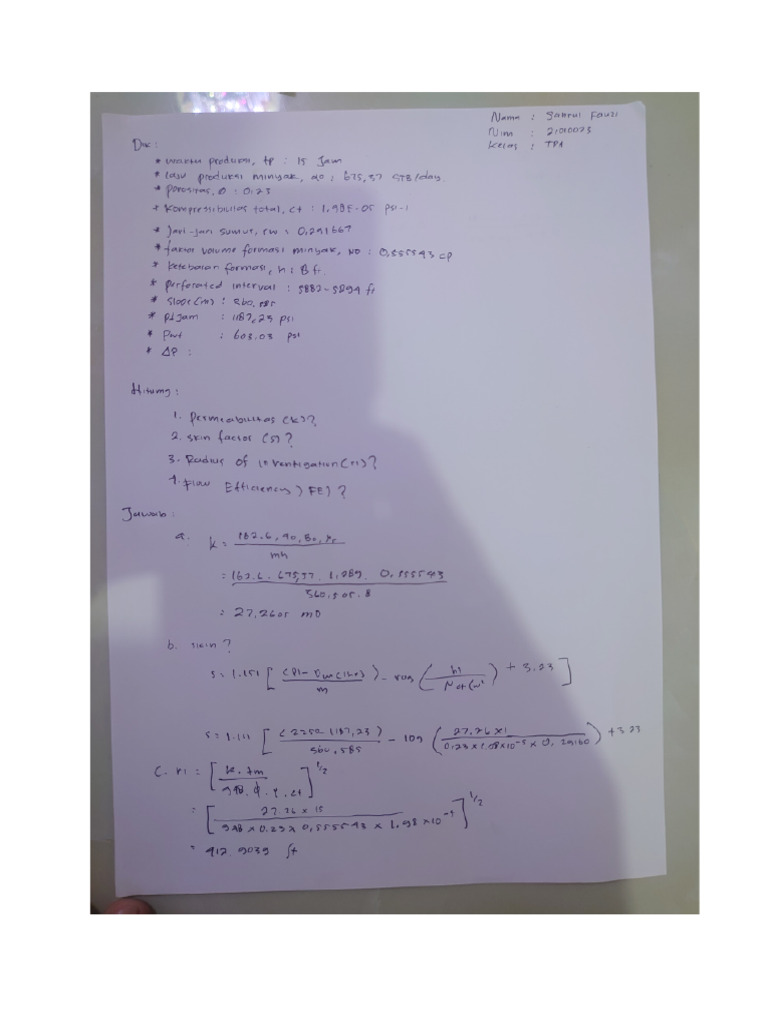 Sahrul Fauzi TPA Tugas p11 Uji Sumur | PDF