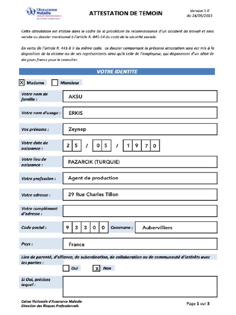 Attestation Temoin | PDF