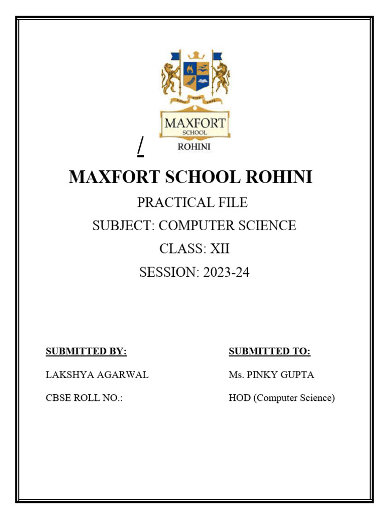 CS Practical File 12th (FINAL) - Tanisha Pahwa | PDF | Computer File | Text File