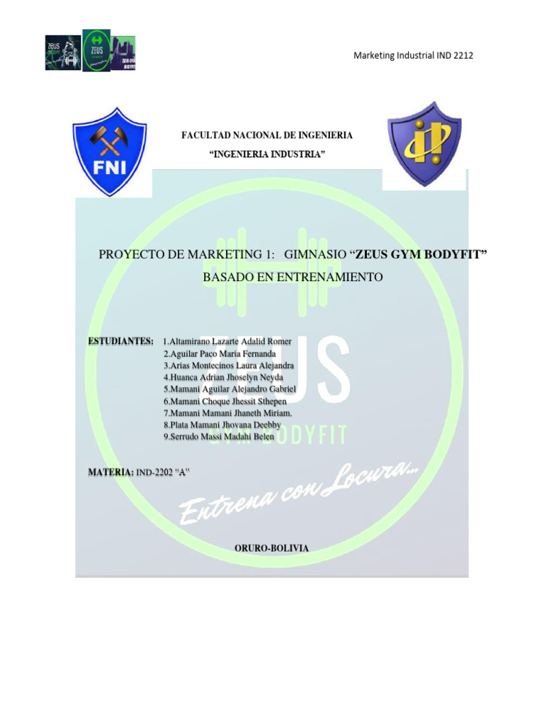 PROYECTO FINAL ZEUS GYM BODYFIT (1) | Descargar gratis PDF | Marketing | Business
