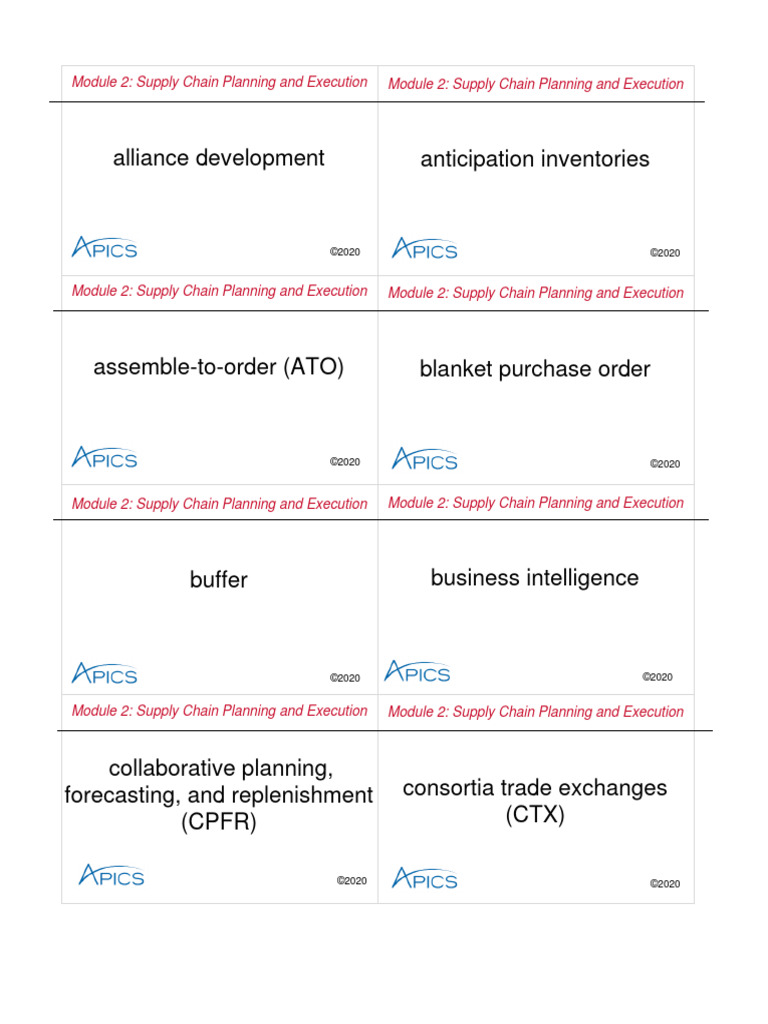 Duplex Flashcards Mod2 | PDF | Supply Chain Management | Supply Chain