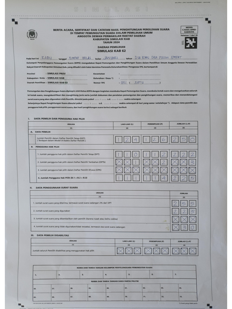 Formulir C-Hasil DPRD Kab-Isi | PDF