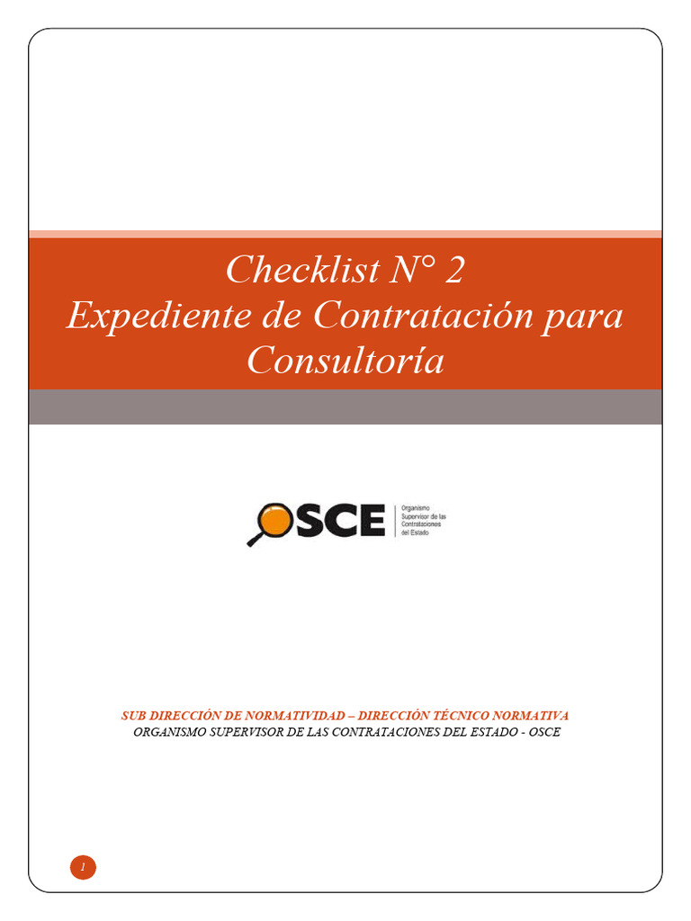 Checklist #2 Expediente de Contratación para Consultoría: Sub Dirección ...