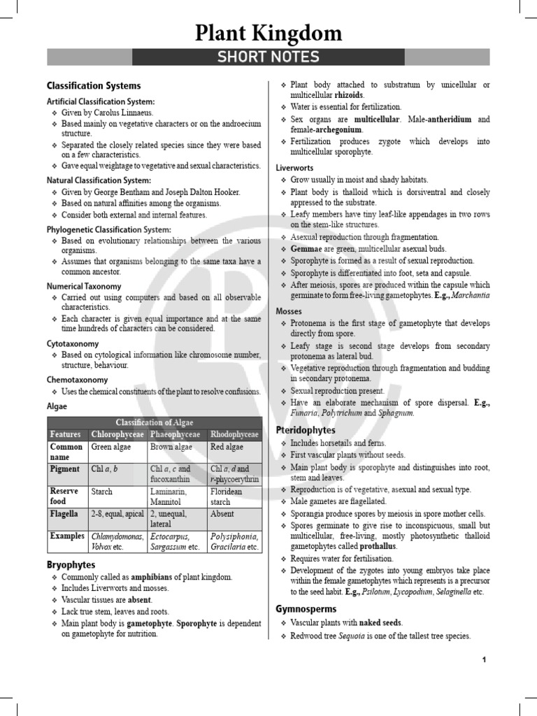 Plant Classification Systems Overview | PDF | Fertilisation | Sexual ...