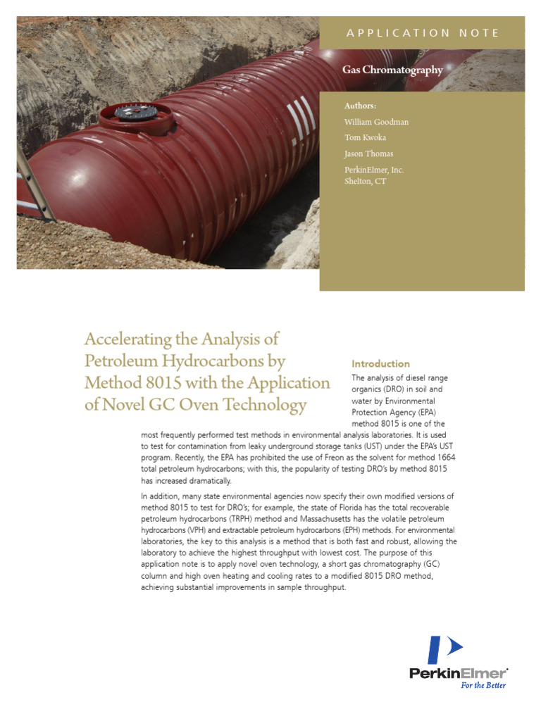 APP Accelerating The Analysis of Petroleum Hydrocarbons by Method 8015 | PDF | Gas ...