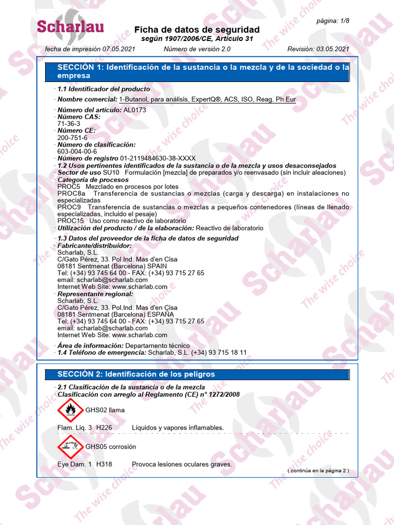 1 Butanol | PDF | Agua | Química
