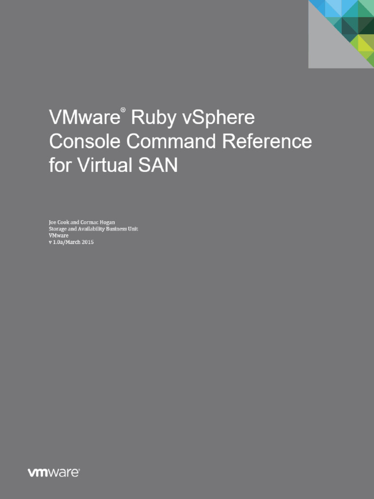 VMware Ruby Vsphere Console Command Reference For Virtual SAN | PDF