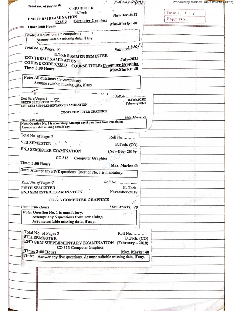 CG PYQ Solutions (-3) - 1 | PDF | Computer Graphics | Computing