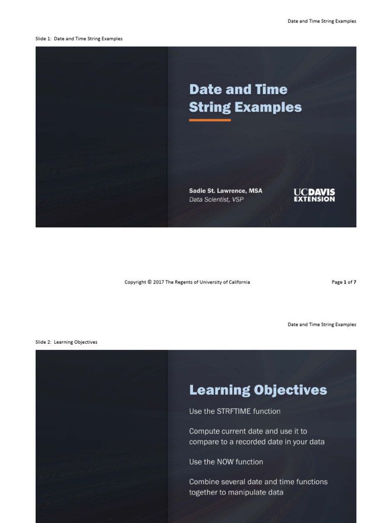 Date and Time String Examples | PDF