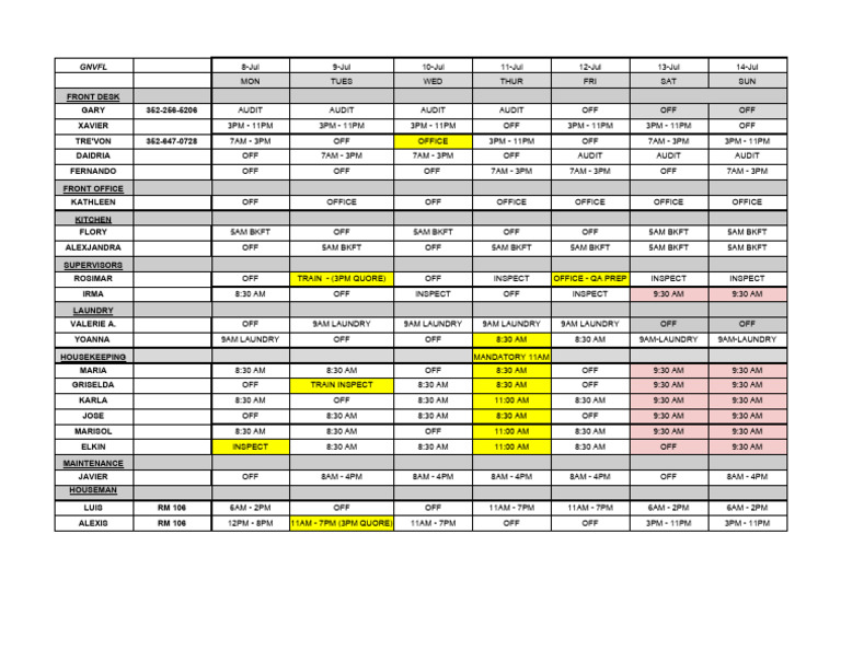 7 - 8 - 24 Schedule | PDF