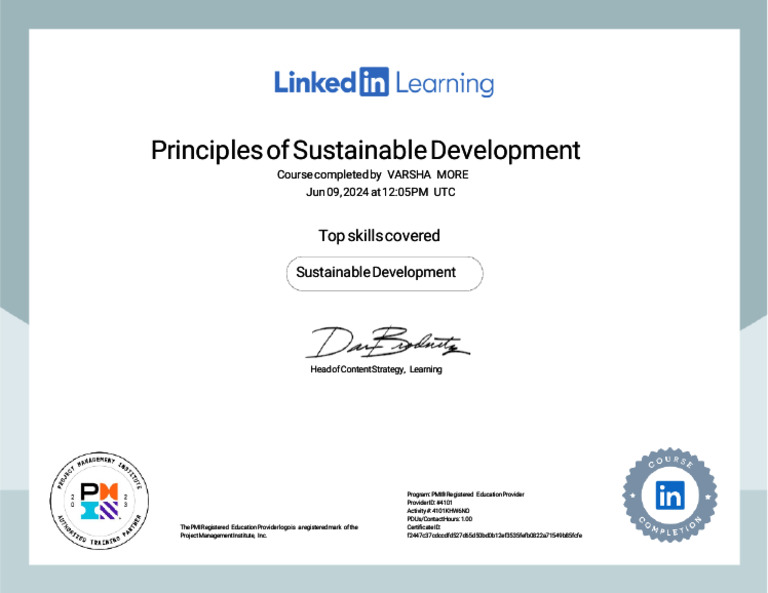 Varsha More's Sustainable Development Course | PDF